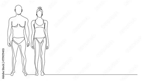 Continuous Lines Of Male And Female Bodiesillustration Of Healthy Male