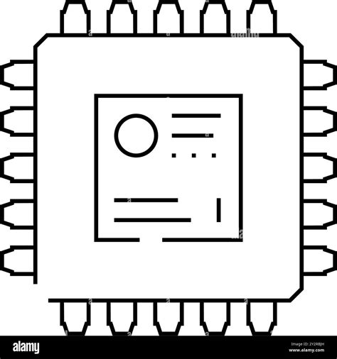 Microcontroller Electronic Component Line Icon Vector Illustration