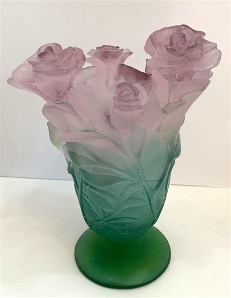 Wonderful Daum Art Glass Pate De Verre Rose Vase Signed Daum France