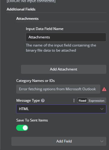 how to have binary file attachment and html body text questions n8n