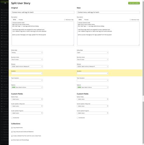 Split Entities Targetprocess Enterprise Agility Solution