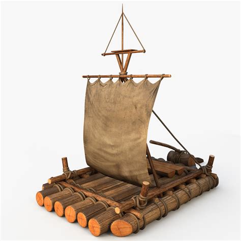 Wooden Raft 3d Model