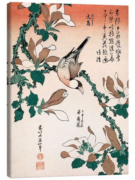 Posterlounge Leinwandbild Katsushika Hokusai Java Spatz Auf Magnolie