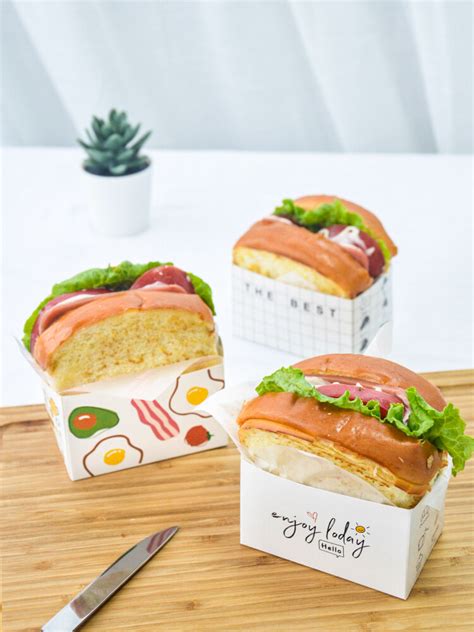 กล่องแซนวิช กล่องขนมปัง กล่องครัวซอง 10 50ใบ Ra Packaging Thaipick