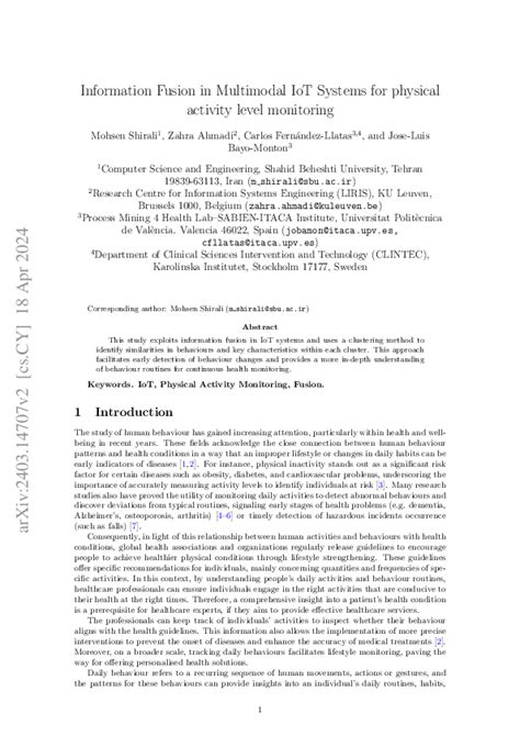 Pdf Synergy Of Information In Multimodal Iot Systems Discovering The Impact Of Daily