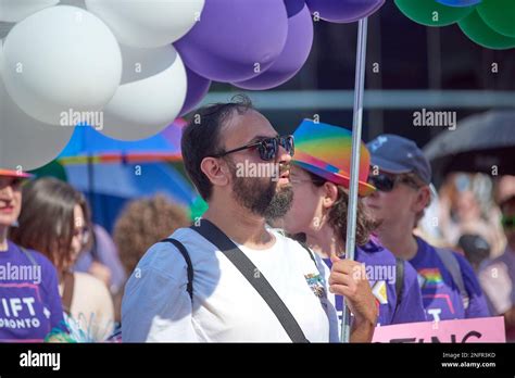 Toronto Ontario Canada June 26th 2022 People Marching In Torontos