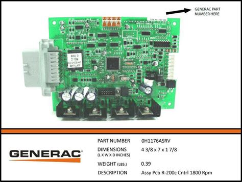 Generac 0h1176asrv Pcb R 200 Controller For 1800 Rpm Units