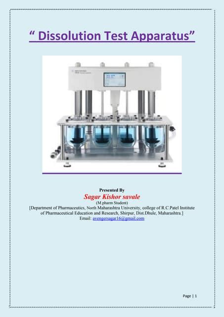 Dissolution Testing Apparatus Ppt