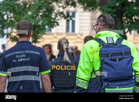 Prague Czech Republic June Two Paramedics Of The Medical Emergency Service Of The