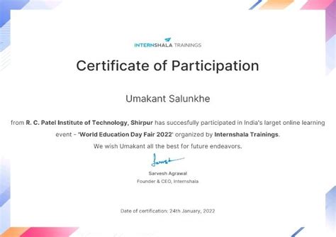 Umakant Salunkhe On Linkedin Intershala Certificate