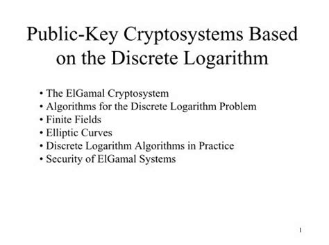 public key cryptography and discrete logarithms