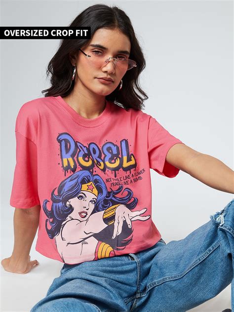 Buy Wonder Woman Rebel Womens Oversized Crop Top Online At The Souled