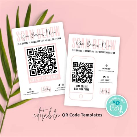 Custom Qr Code Sign Design Scan Qr Code Template Printable Scan To Shop Poster Feminine