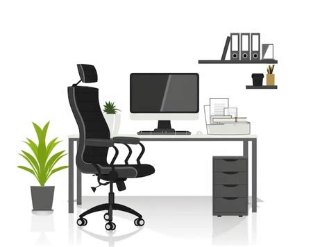 Home Workspace Ergonomics Chair Desk Monitor Icons Office Item Symbols