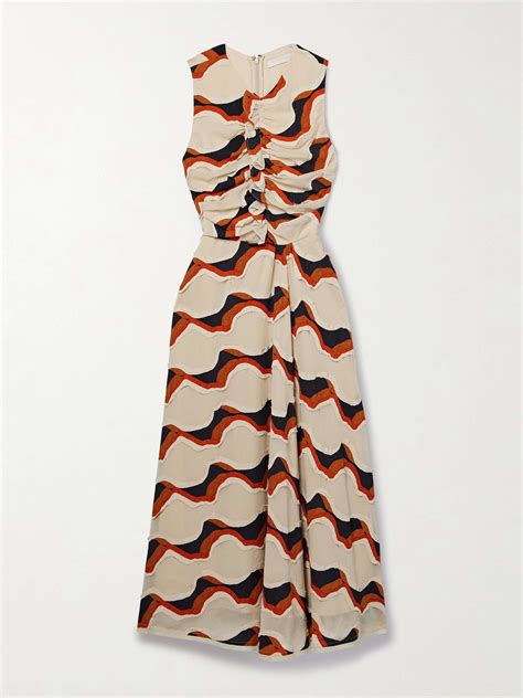 ULLA JOHNSON Cruz ruffled printed devoré chiffon midi dress NET A PORTER