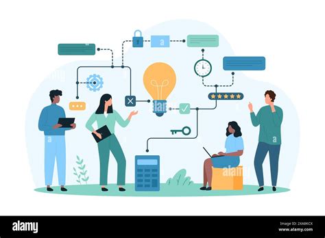 Planning Business Project Using Infographic Diagram Tiny People Plan