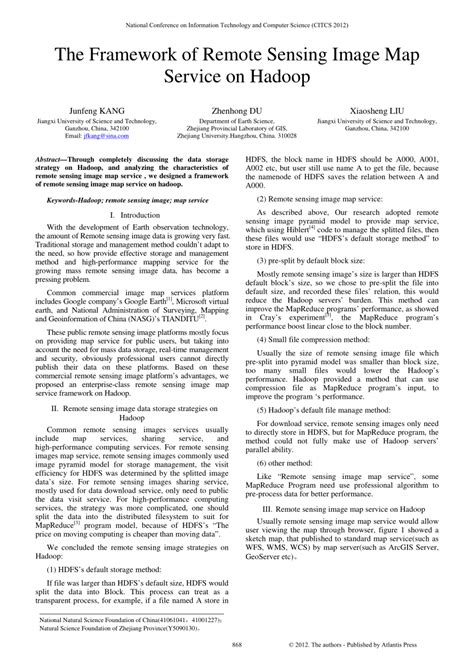 pdf the framework of remote sensing image map service on hadoop