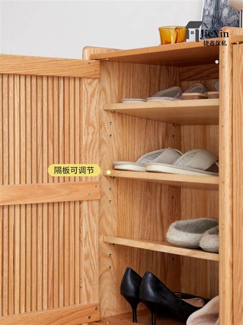 實木原木鞋櫃 橡木北歐大容量收納櫃 鞋架 入門玄關櫃 落地置物櫃 儲物櫃 Solid wood log shoe cabinet oak