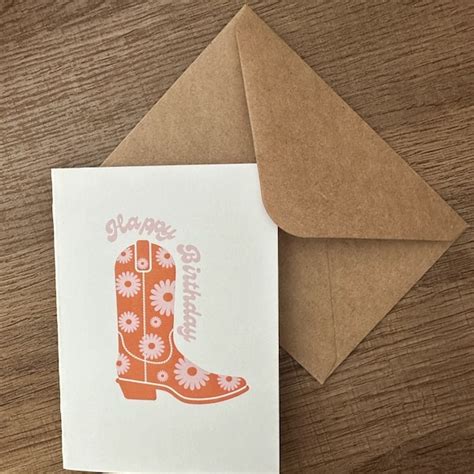 Cowgirl Happy Birthday Card Etsy