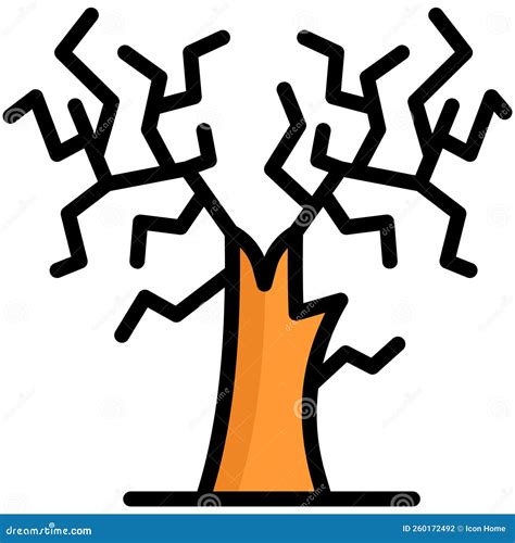 Vintage Autumn Tree Vector Color Line Stock Vector Illustration Of