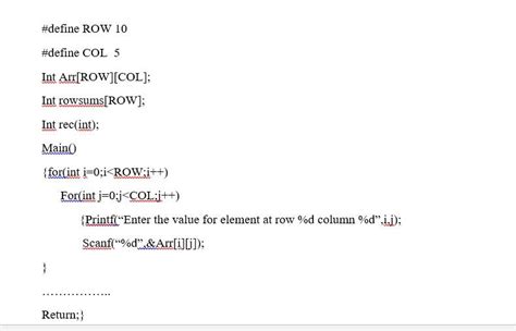 Solved Define Row 10 Define Col 5 Int Arr Row Col Int