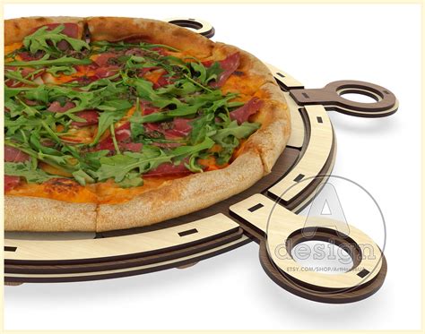 Wooden Pizza Tray With Serving Slices Pizza Serving Tray - Etsy