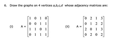 Solved 6 Draw The Graphs On 4 Vertices Abcd Whose