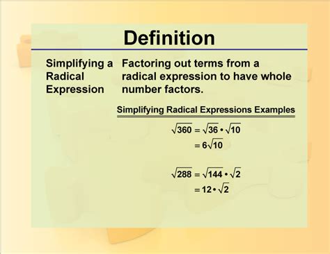 Definition Rationals And Radicals Simplifying A Radical Expression