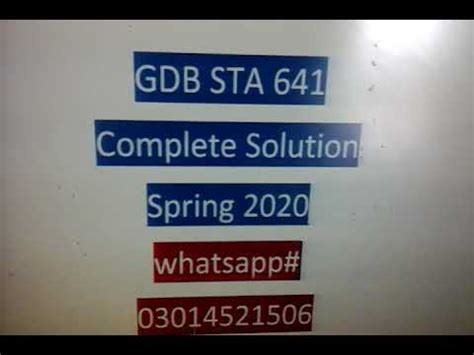 STA 641 GDB1 100 Complete Solution Spring 2020 YouTube