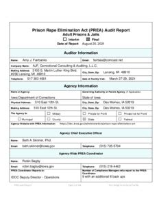 Fort Dodge Correctional Facility PREA Audit Iowa Publications Online