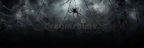 Real Creepy Spider Webs On Banner Halloween Stock Illustration Illustration Of Together