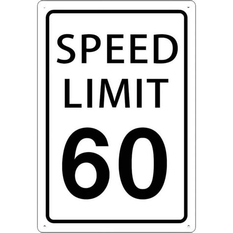 Speed Limit 60 Mph Road Safety Warning Aluminum Metal Sign