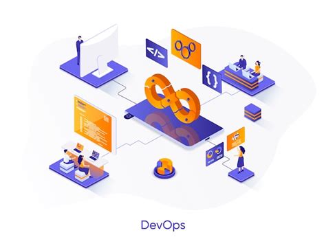 Premium Vector DevOps Isometric Illustration With People Characters