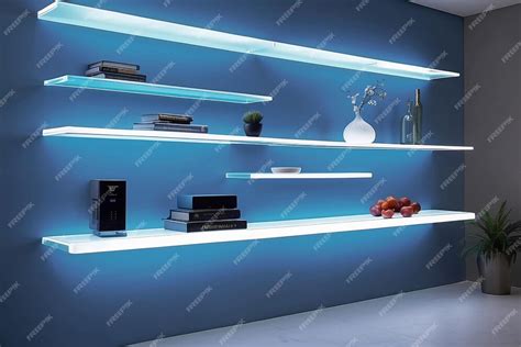 Premium Photo Floating Glass Shelves With Led Lighting For Modern Display