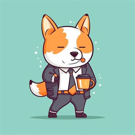 Premium Photo A Cartoon Fox With A Cup Of Tea