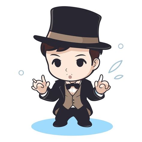 Un Caballero Lindo En Traje Y Sombrero De Bolos Vector Premium