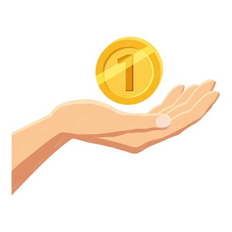 Premium Vector Hand Holding Gold Coin Icon Cartoon Illustration Of