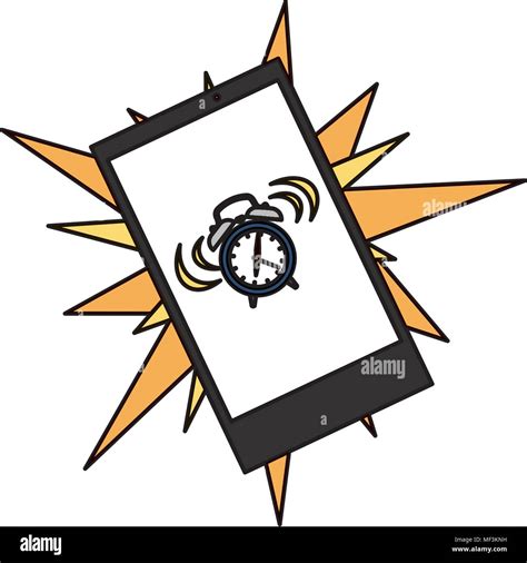 Color Smartphone Clock Alarm Technology To Wake Up Vector Illustration