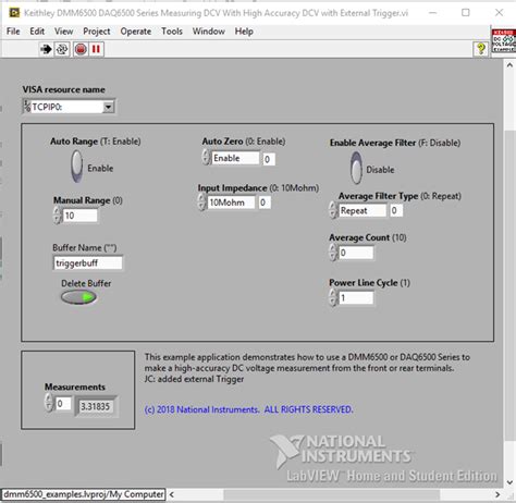 Keithley Dmm6500 Trigger From External Trigger Input In Labview