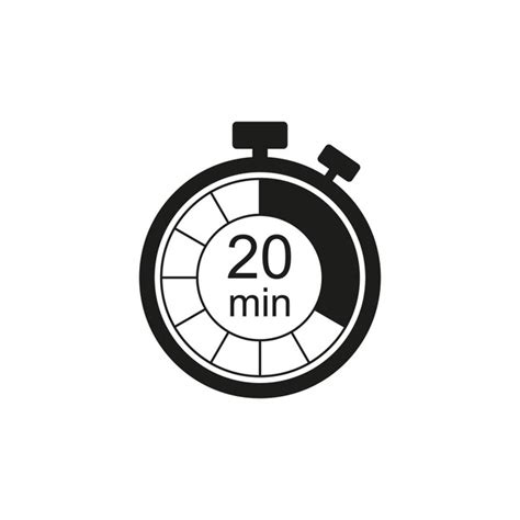 Векторная иллюстрация значка часов знак таймера 20 минут на изолированном фоне концепция знака