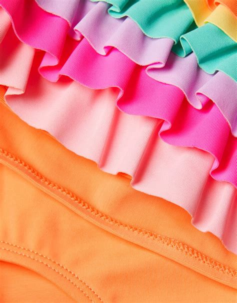 Girls Rainbow Ruffle Bikini Set Multi Swimsuits And Swimming Costumes