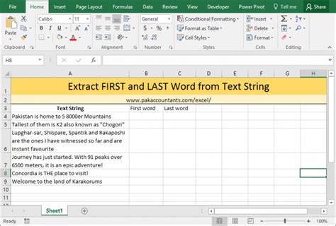 Extract First And Last Word From Text String Using Excel Formula