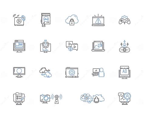 Computer Technology Outline Icons Collection Computer Technology Networking Software