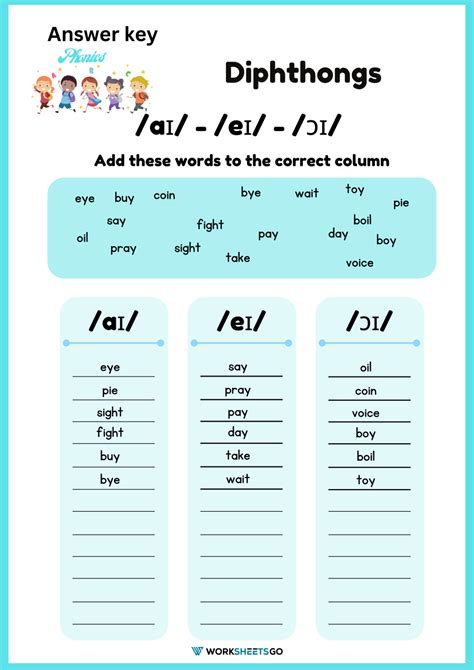 Diphthongs Worksheets Worksheetsgo