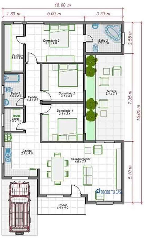 Diseños de Casas en Terrenos de 10x15 metros en 2022 Planos de casas