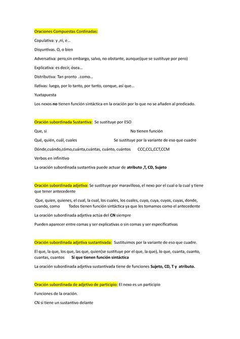 Oraciones Compuestas Cordinadas 1 Oraciones Compuestas Cordinadas