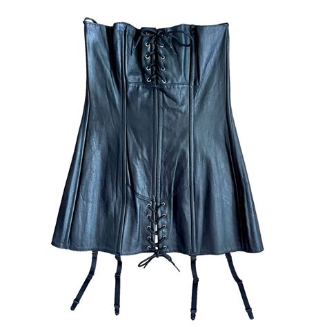 Vintage Genuine Leather Wasp Corset 1990s Deadstock Fetish Dress