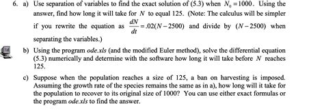Solved A Use Separation Of Variables To Find The Exact Chegg