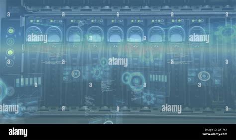 Image Of Interface Screens With Information Moving Over Flashing Computer Servers Communication