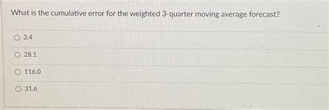 Solved What Is The Cumulative Error For The Weighted